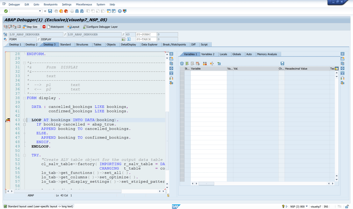 Exploring ABAP Debugger[4]: Work with different desktops – Discovering ABAP