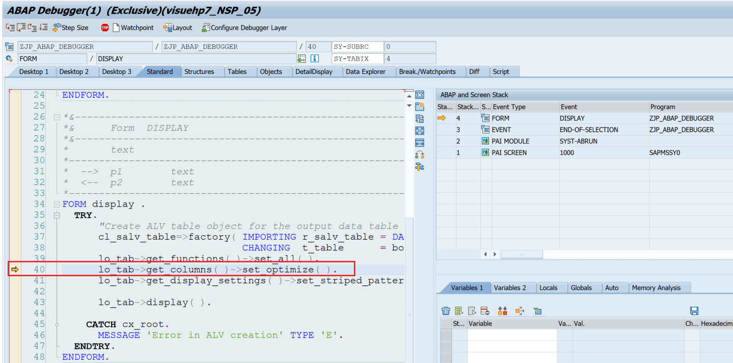 Exploring ABAP Debugger[3]: ABAP Debugging Controls – Discovering ABAP
