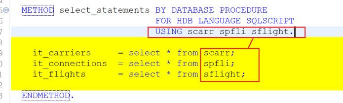 SQL Script for AMDP: Data Declaration & Selects – Discovering ABAP